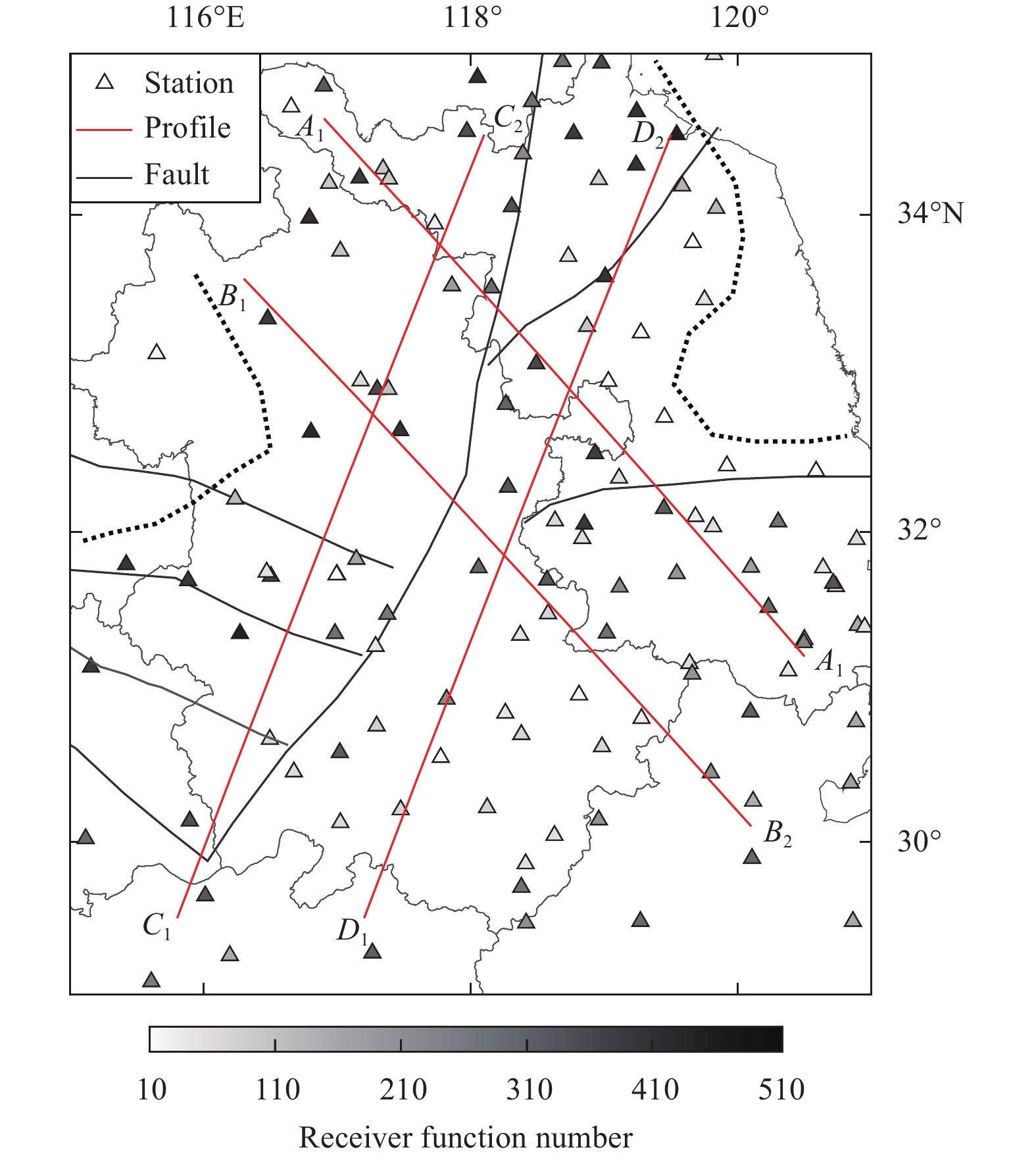 Lateral variation in Moho depth around the southern Tanlu fault zone ...