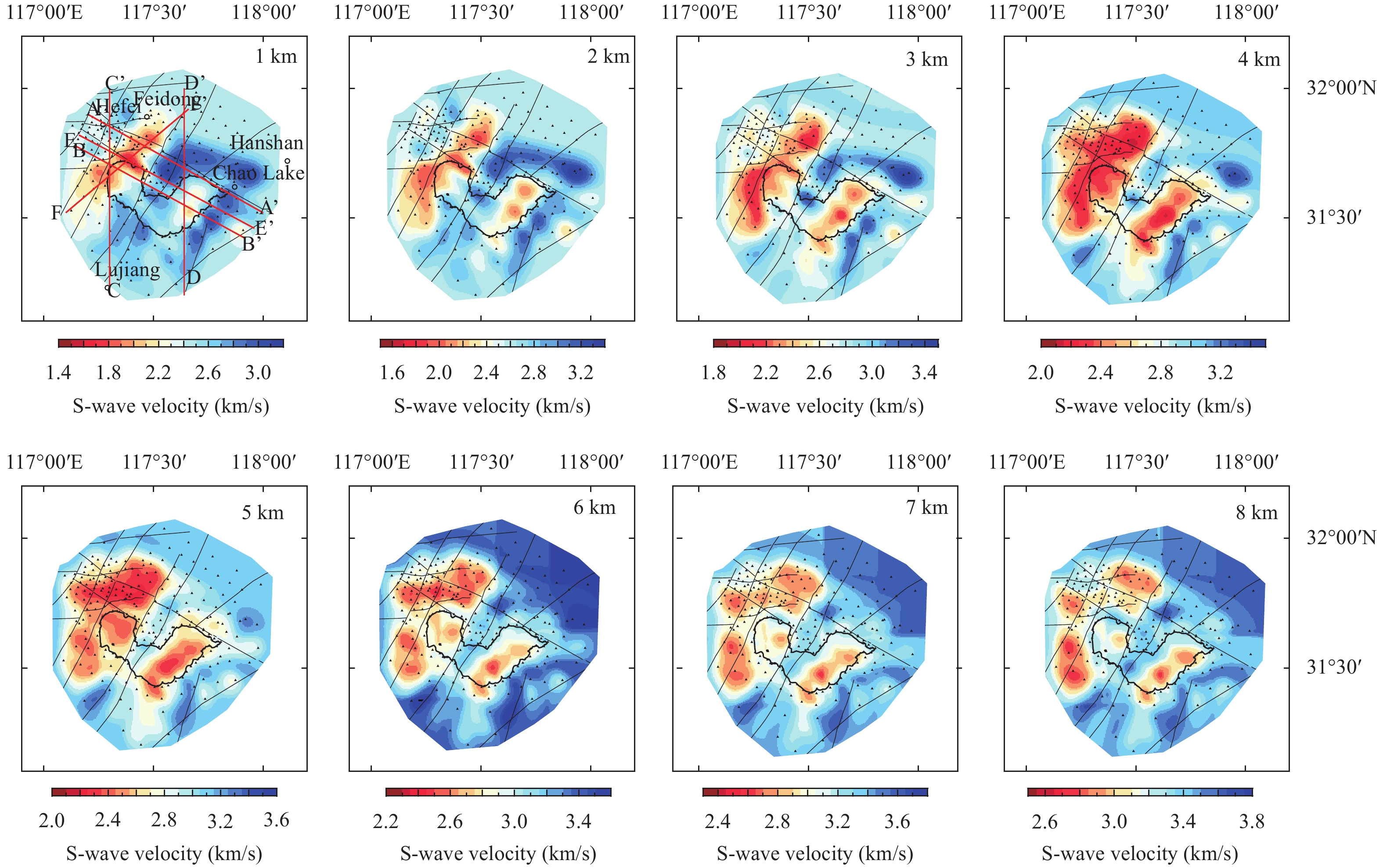 A multi-scale 3-D crust velocity model in the Hefei-Chao Lake area ...